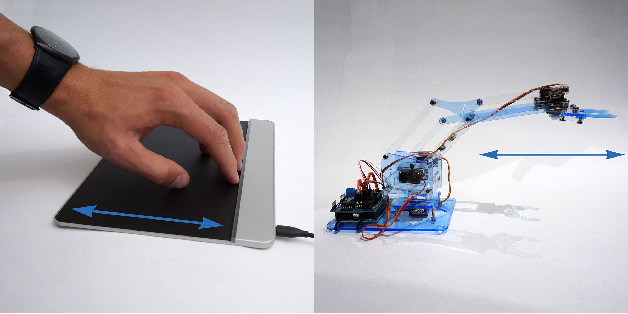 GitHub - raykamp/GestureControlledRobotArm: Using hand gestures on a force-sensitive touch pad ...