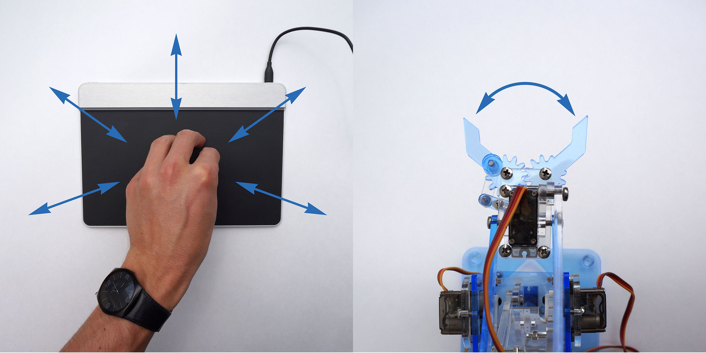 GitHub - raykamp/GestureControlledRobotArm: Using hand gestures on a force-sensitive touch pad ...